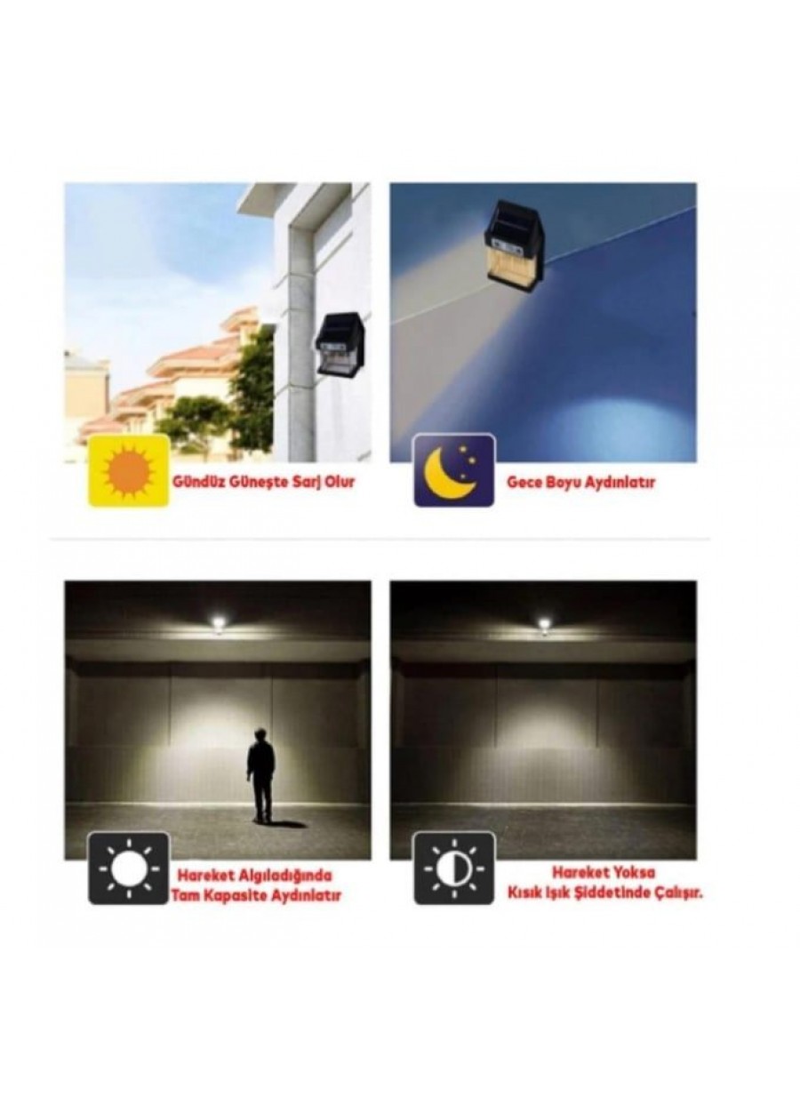 Güneş Enerjili Dış Aydınlatma Yeni Nesil Ampül Sensörlü Sarı Işıklı ...